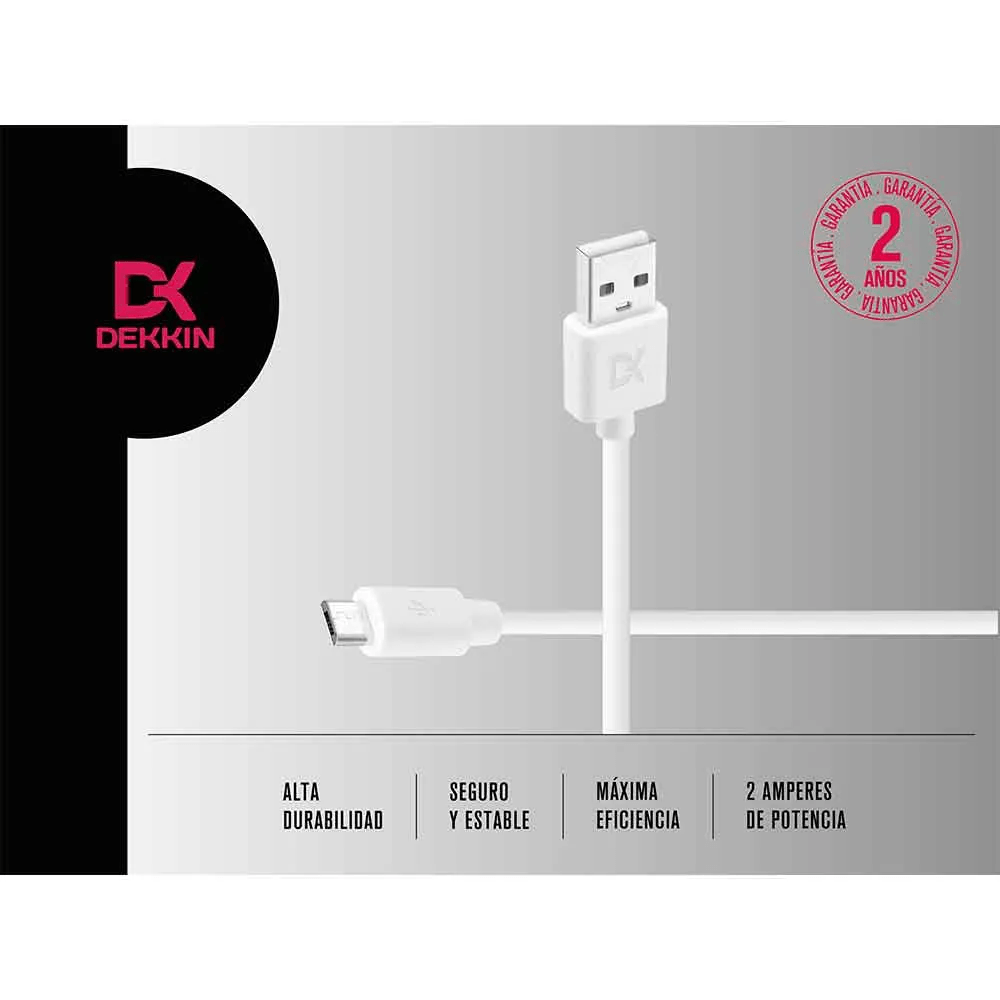 Cable Dekkin Usb A Micro 1M Pvc Blanco
